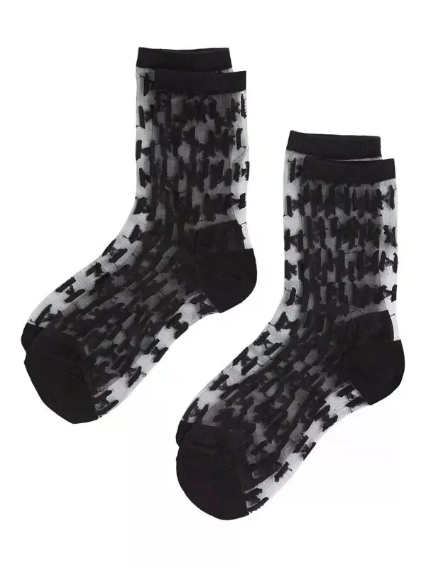 Karl Lagerfeld Monogram Mesh Socks - Black