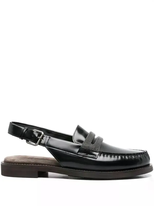Brunello Cucinelli Leather Slingback Loafers