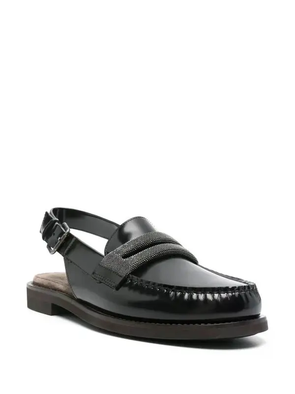 Brunello Cucinelli Leather Slingback Loafers