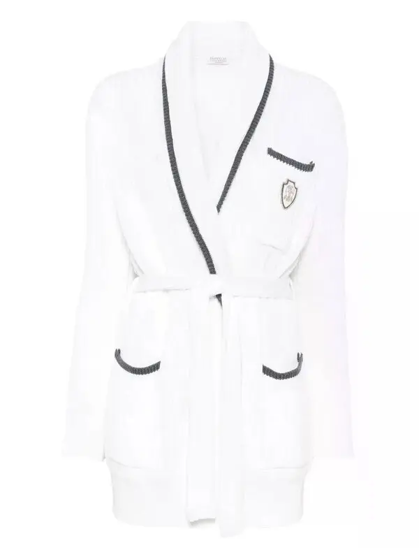 Brunello Cucinelli Logo-patch Cardigan - White
