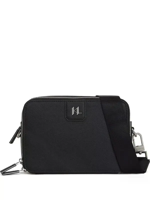 Karl Lagerfeld Monogram Leather Camera Bag - Black