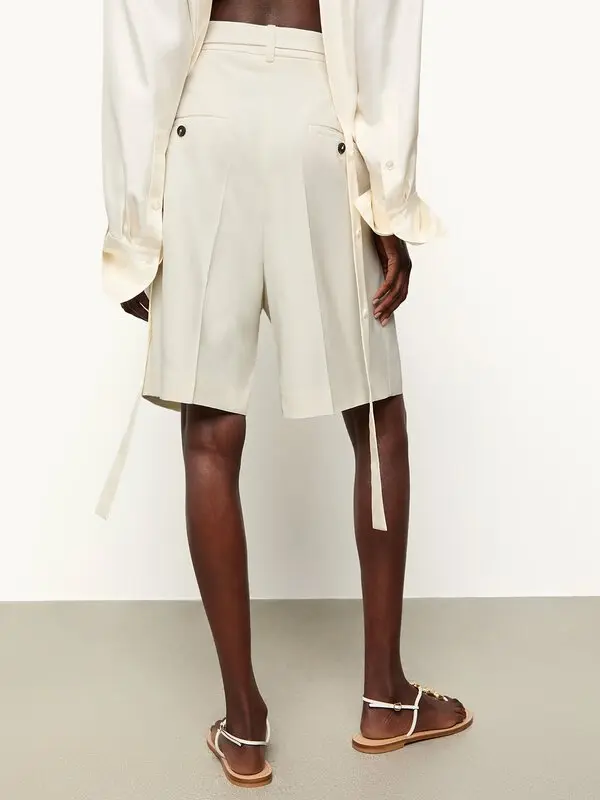 RÓHE Tailored Belted Shorts - Off White
