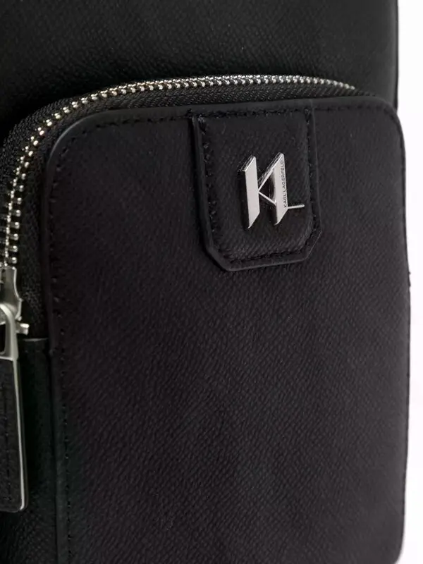 Karl Lagerfeld Monogram Leather Messenger Bag