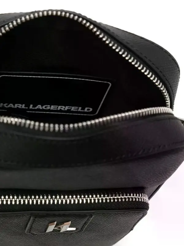 Karl Lagerfeld Monogram Leather Messenger Bag