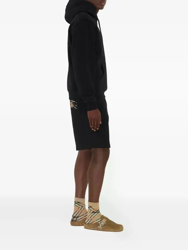 Burberry Equestrian Knight-stitch Hoodie - Black