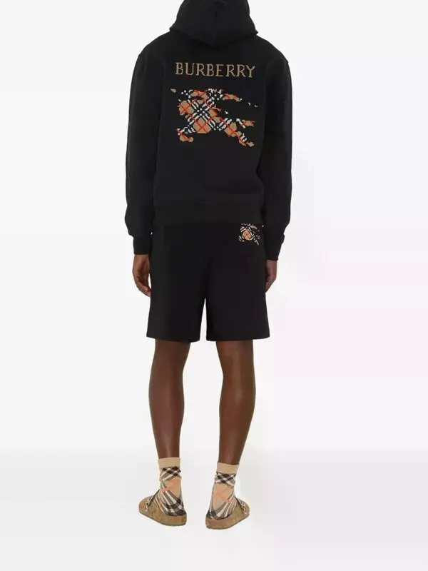 Burberry Equestrian Knight-stitch Hoodie - Black