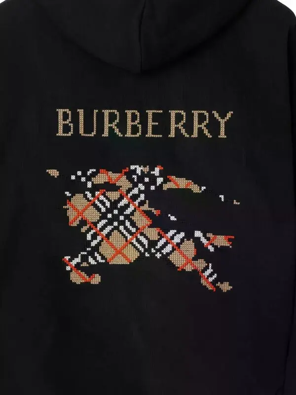 Burberry Equestrian Knight-stitch Hoodie - Black