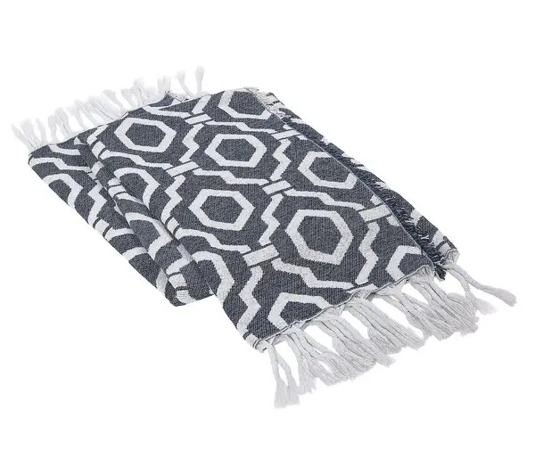 Dee Ocleppo Woven Jacquard Fringed Throw