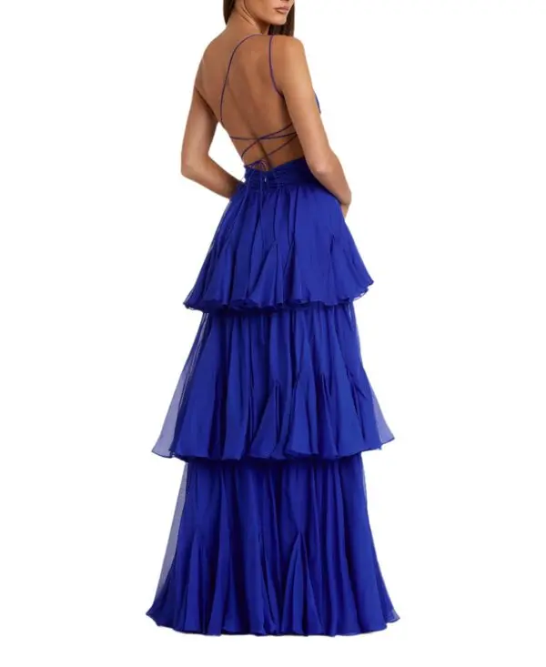 Mac Duggal One-shoulder Tiered Chiffon Gown