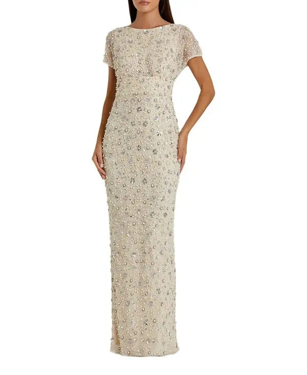 Mac Duggal Floral Embellished Fitted Blouson Gown