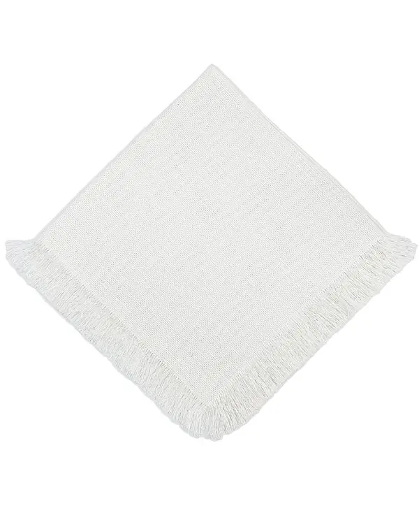 TINA CHEN DESIGNS Texture Fringe Napkins, Set Of 4 - White