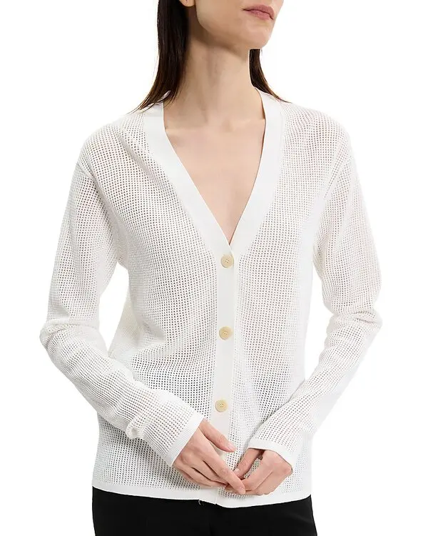 Theory V-neck Cardigan Sweater - White