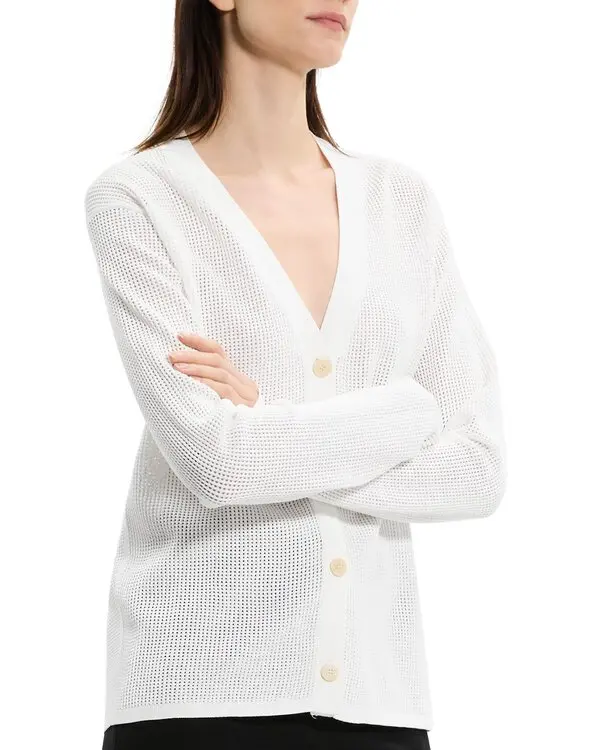 Theory V-neck Cardigan Sweater - White