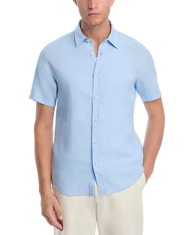 BOSS Stretch Linen Roan Slim Fit Shirt - Light Pastel Blue