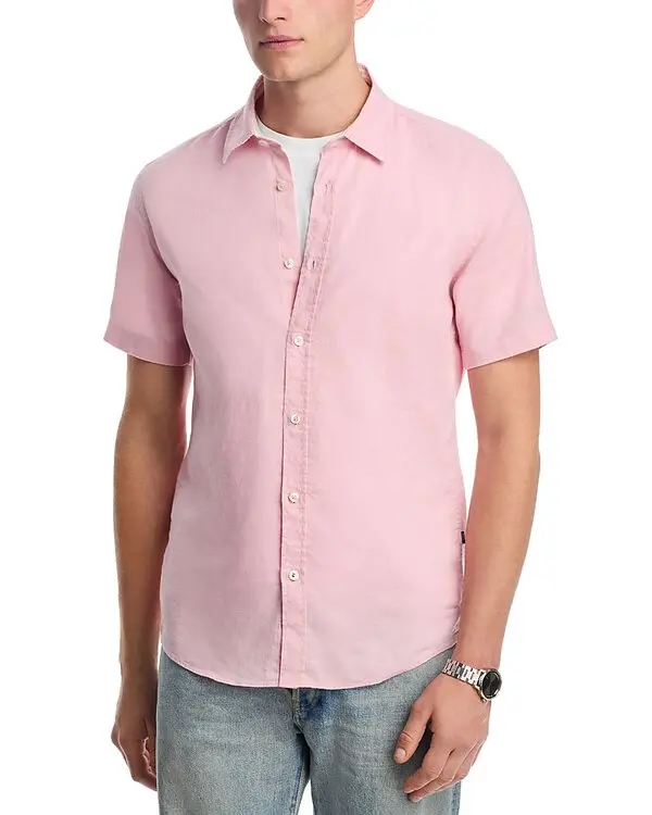 BOSS Stretch Linen Roan Slim Fit Shirt - Light Pastel Pink