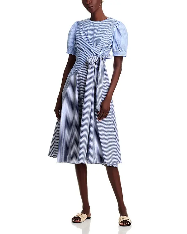 Gracia Striped Side Tie Short Sleeve Dress