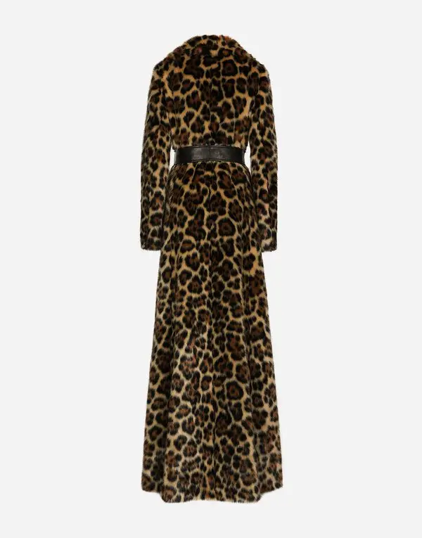 Dolce & Gabbana Long Leopard- Faux Fur Coat