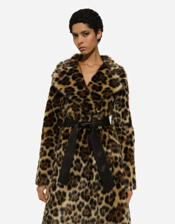 Dolce & Gabbana Long Leopard- Faux Fur Coat