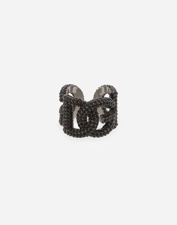 Dolce & Gabbana Rhinestone-embellished Logo Ring - Black