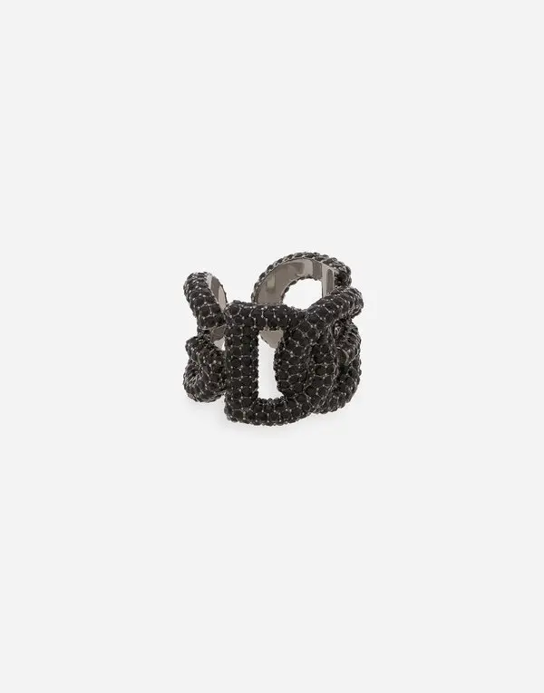 Dolce & Gabbana Rhinestone-embellished Logo Ring - Black