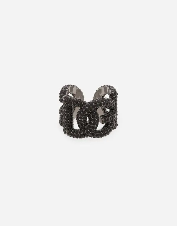 Dolce & Gabbana Rhinestone-embellished Logo Ring - Black