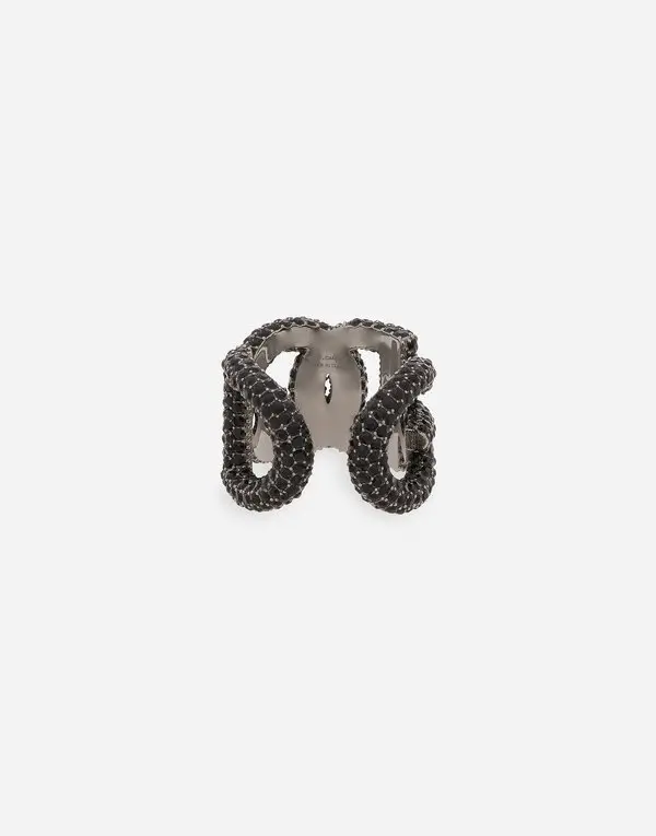 Dolce & Gabbana Rhinestone-embellished Logo Ring - Black