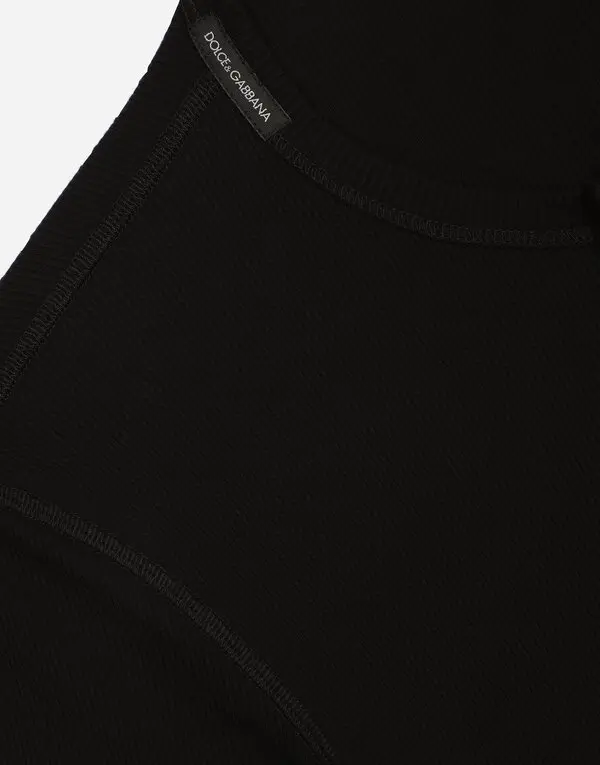 Dolce & Gabbana Fine-rib Cotton Granddad-neck T-shirt - Black