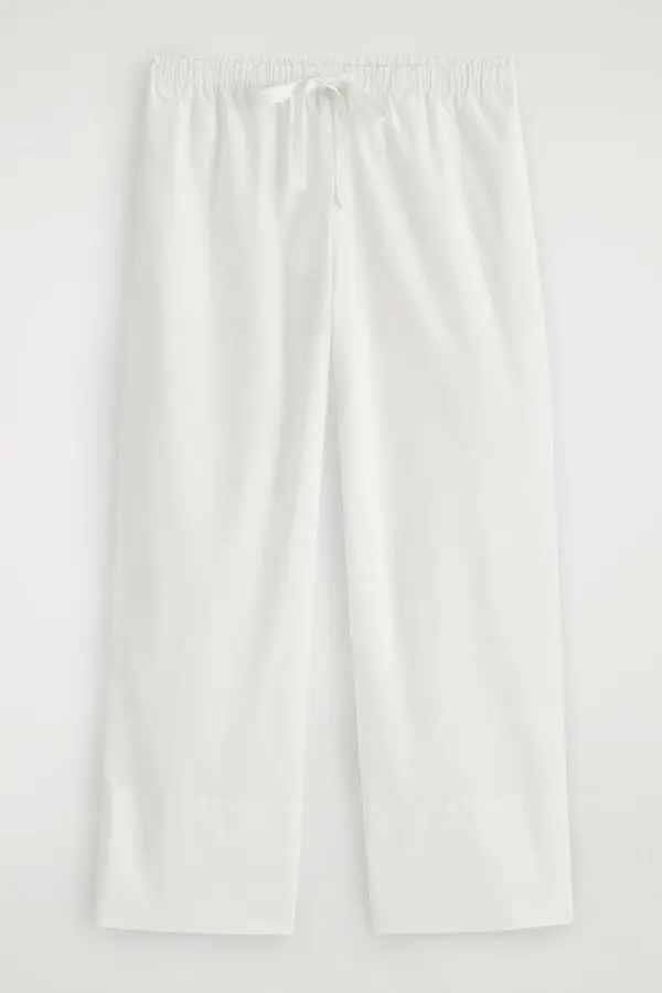 Cos Cotton Drawstring Trousers - White