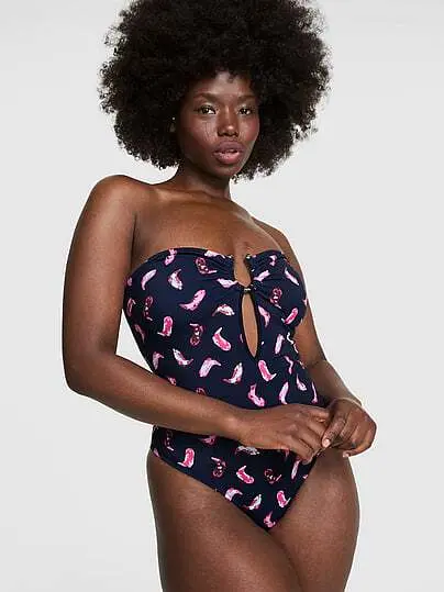 Pink All-american Horseshoe Strapless One-piece Swimsuit - Print
