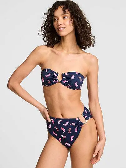 Pink All-american Horseshoe Bandeau Bikini Top - Print