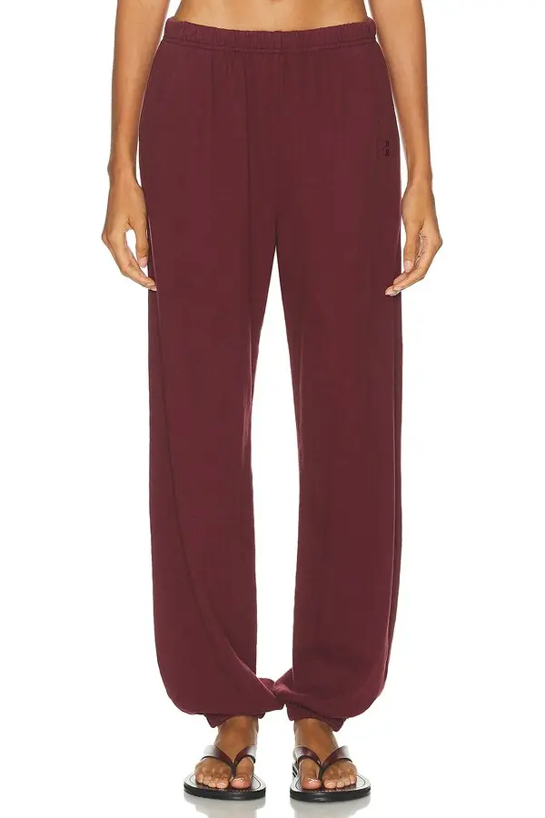 Eterne Boyfriend Lightweight French Terry Pocket Sweatpant - Oxblood
