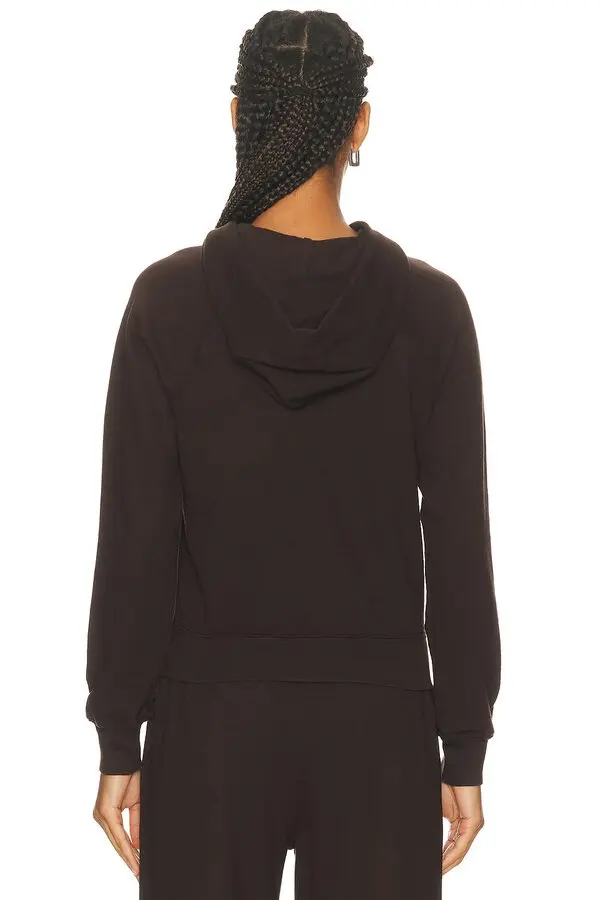Eterne Shrunken Lightweight French Terry Hoodie Sweatshirt - Espresso