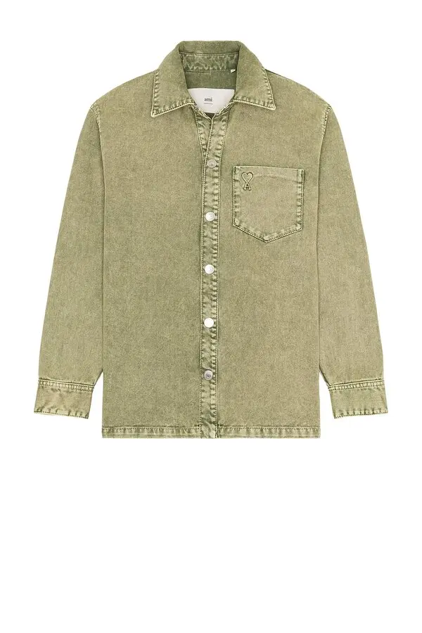 AMI Paris Adc Overshirt In Green - Laurel