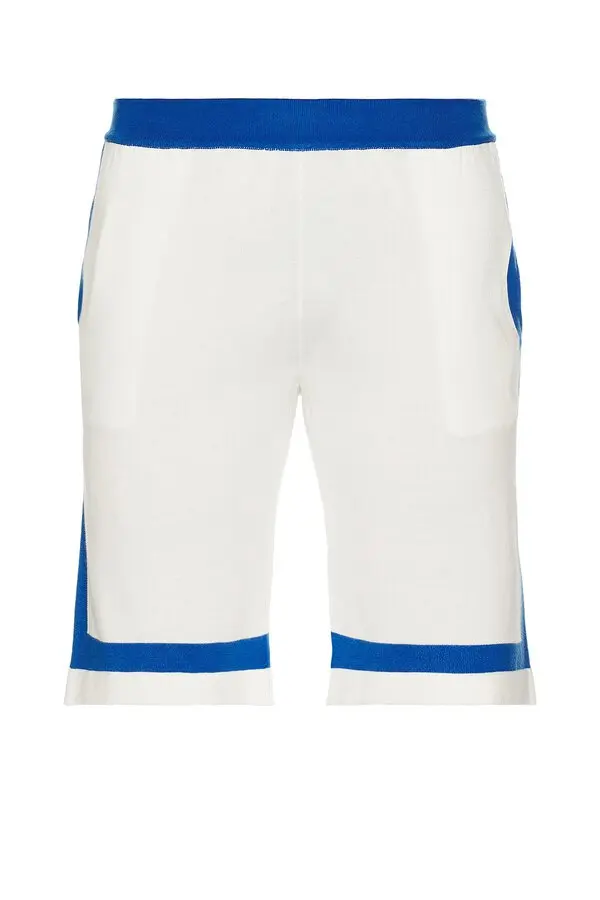 BLUE SKY INN Paneled Knit Shorts - White & Blue