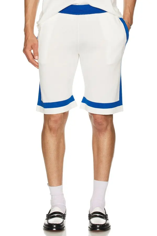 BLUE SKY INN Paneled Knit Shorts - White & Blue