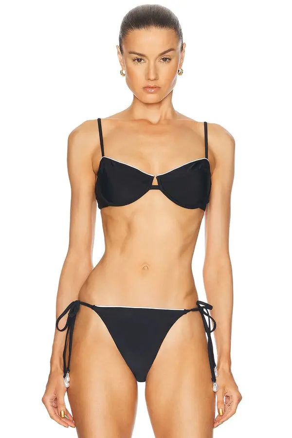 LA PORTE Fonda Underwire Bikini Top - Jet Black & Cloud Tipping