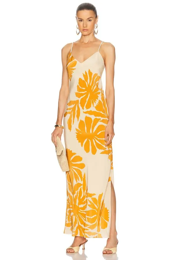Johanna Ortiz Tropical Harmony Maxi Dress - Clavel  Ecru  & Yellow