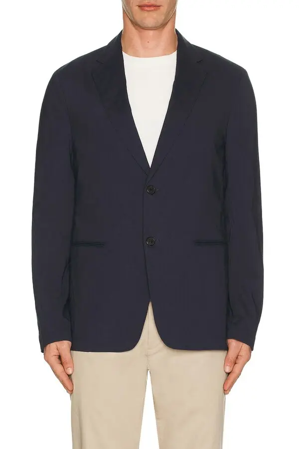 Theory Stretch Linen Clinton Blazer In Black - Eclipse