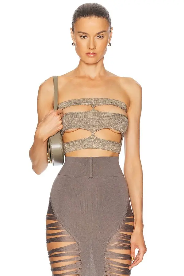 Rick Owens Tanja Bandeau Top In Metallic - Gold