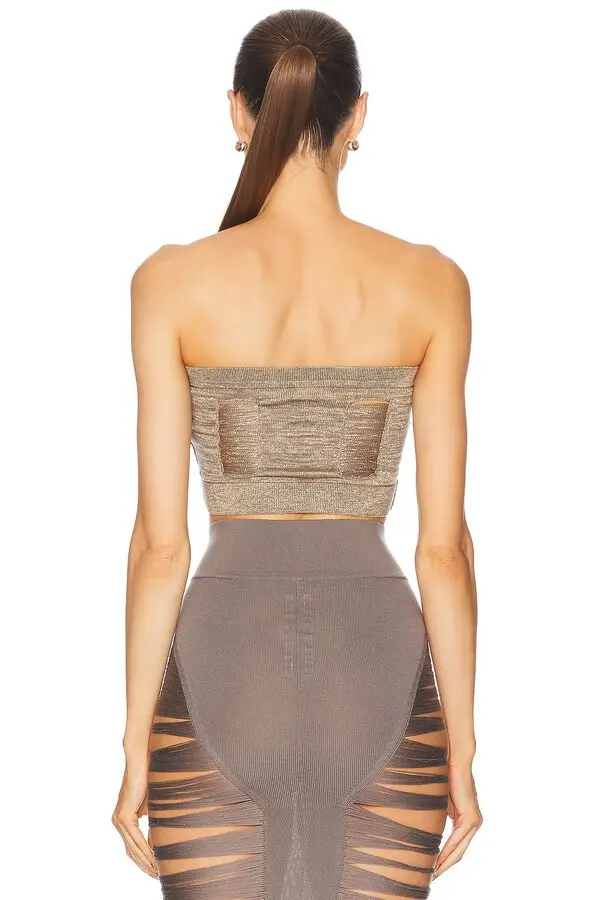 Rick Owens Tanja Bandeau Top In Metallic - Gold