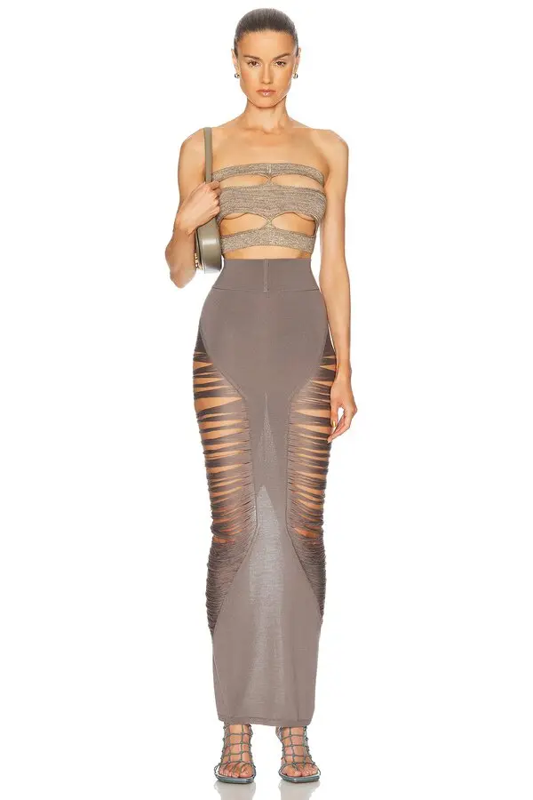 Rick Owens Tanja Bandeau Top In Metallic - Gold