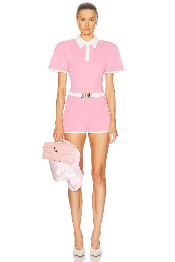 ROWEN ROSE Short Sleeve Romper - Pink