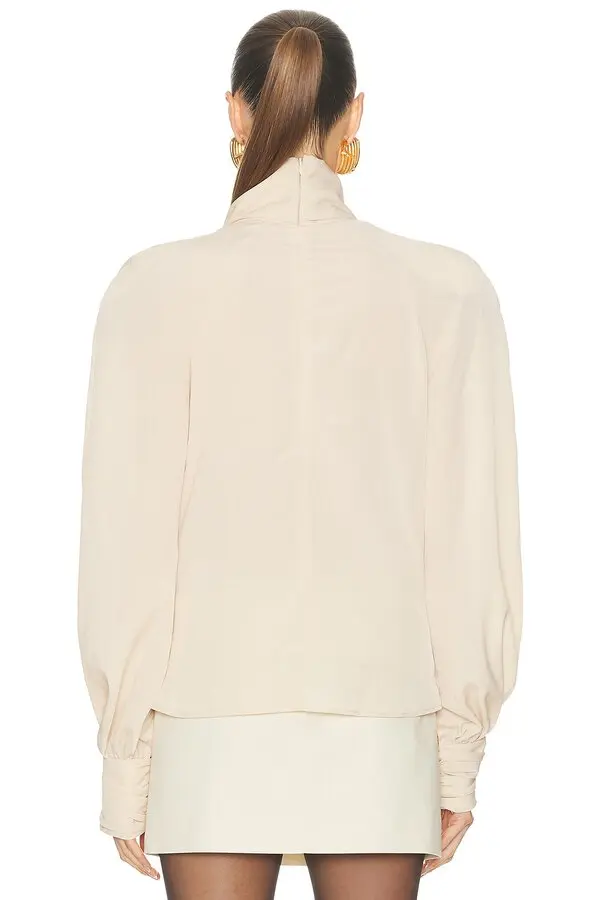 ROWEN ROSE Tie Neck Blouse - Beige