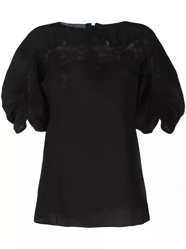 Prada Lace-panel Silk Blouse
