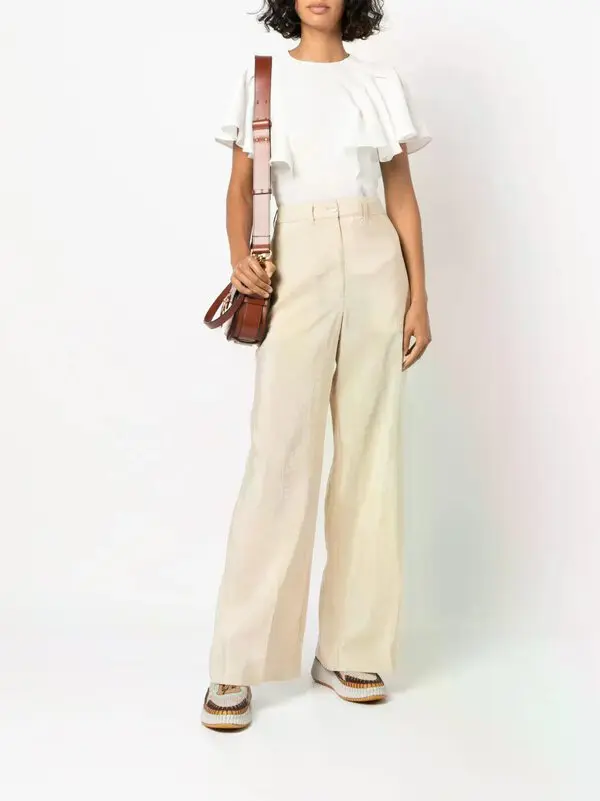 Chloé Linen Flutter Sleeve Top