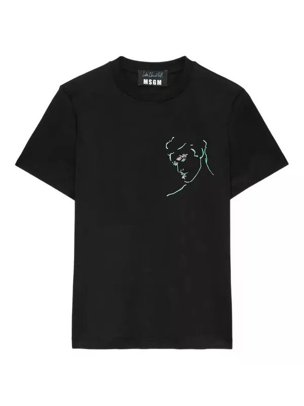MSGM Embroidered-motif T-shirt