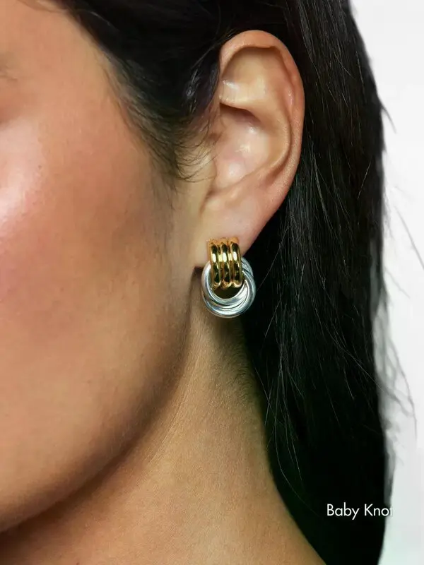 HEAVEN MAYHEM Double Knot Drop Earrings - Gold