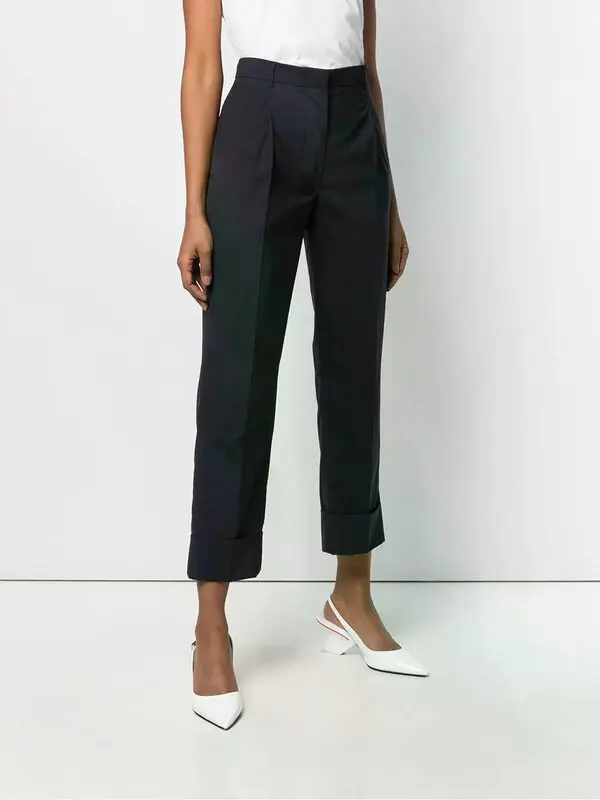 Prada Cropped Tailored Trousers - Blue