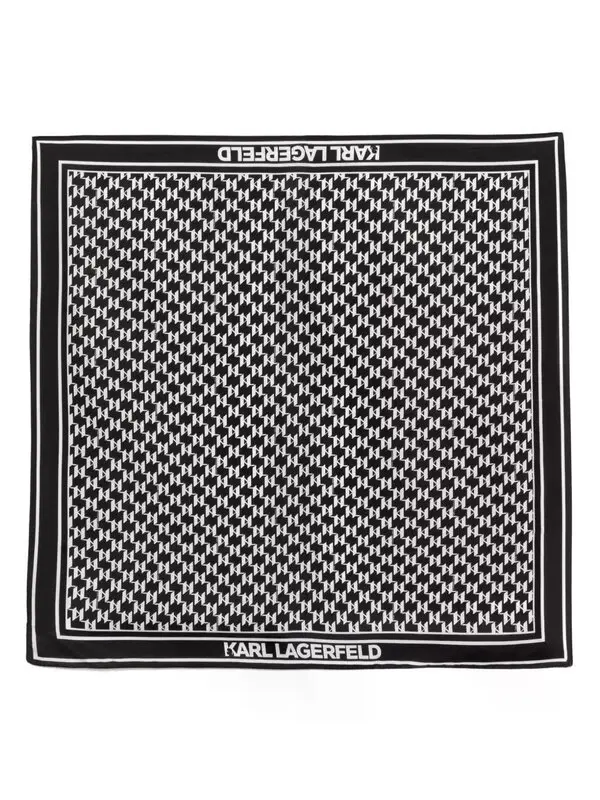 Karl Lagerfeld Monogram Silk Scarf - Black