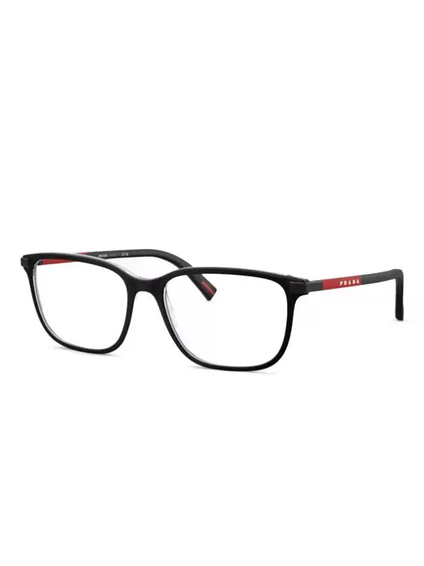 Prada Logo-print Square Frame Glasses - Black